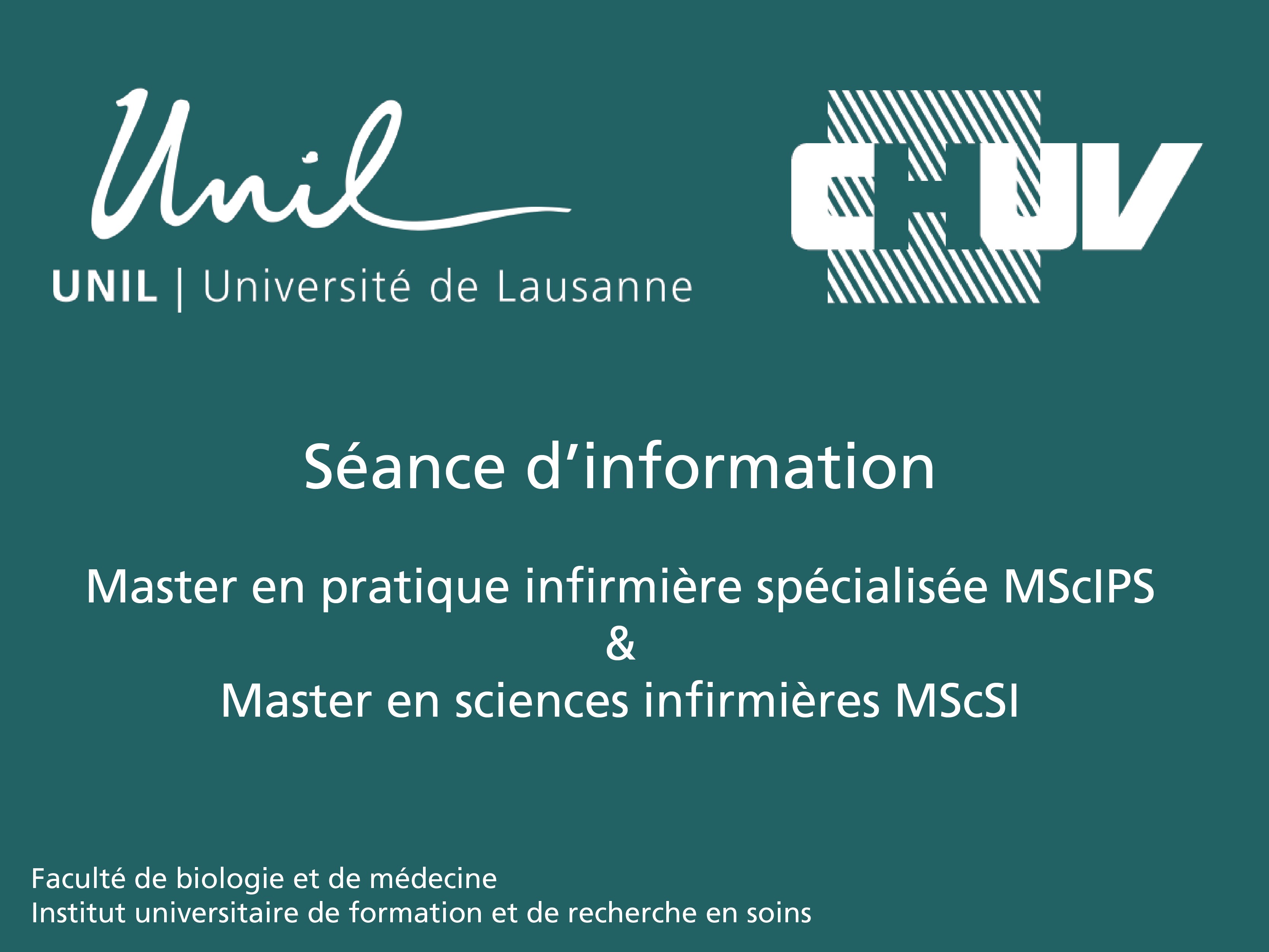 Séance d'information: Master en pratique infirmière spécialisée ...