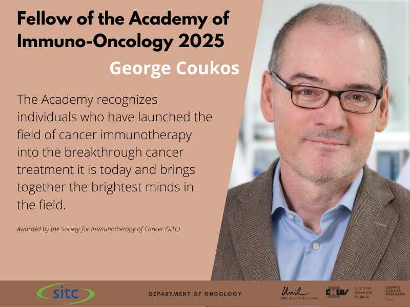 Le Prof. George Coukos nommé Membre de l’Académie d’Immuno-Oncologie (FAIO)